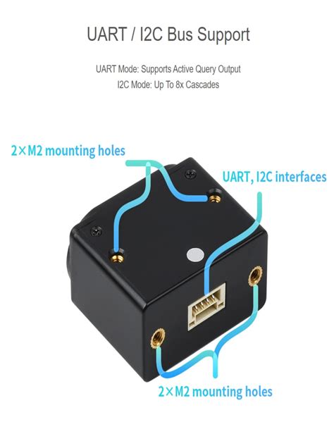 Sensor De Rango Láser Tof De Waveshare B Oart I2c Bus Negro