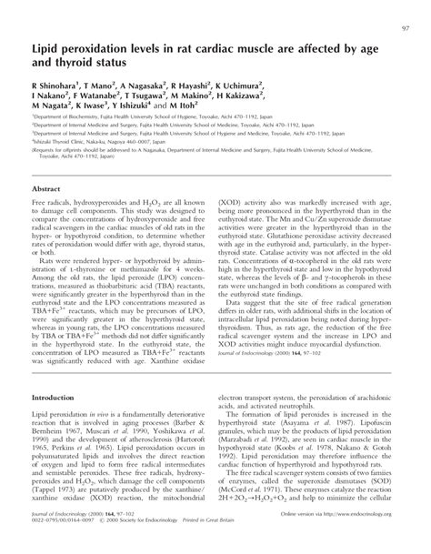 Pdf Lipid Peroxidation Levels In Rat Cardiac Muscle Are Affected By
