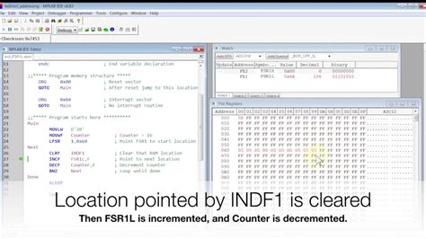 Pic18 Asm Indirect Addressing Clear Ram Youtube