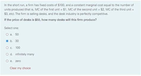Solved In The Short Run A Firm Has Fixed Costs Of 100 And Chegg