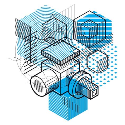 Premium Vector Abstract Design With 3d Linear Mesh Shapes And Figures