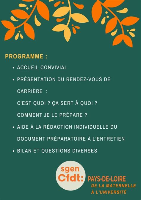 Le déroulement des rendez vous de carrière SGEN CFDT Pays de Loire