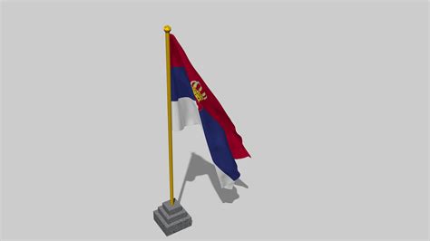 Serbia Flag Start Flying In The Wind With Pole Base 3d Rendering Luma