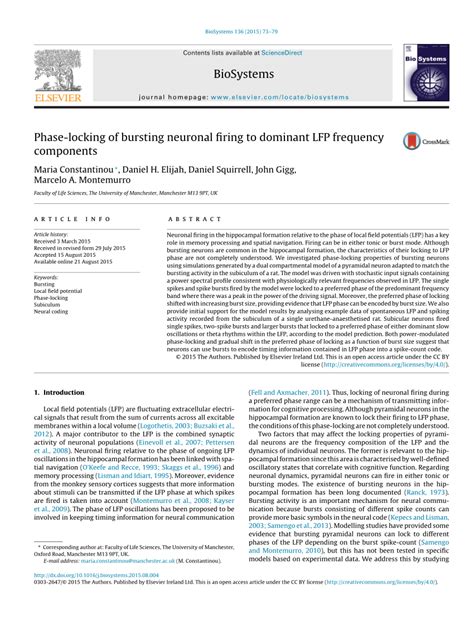 Pdf Phase Locking Of Bursting Neuronal Firing To Dominant Lfp
