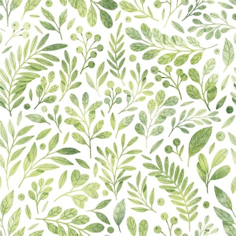 Premium Photo Tiny Green Leaves Branches And Berries Seamless Pattern Cute Botanical Illustration