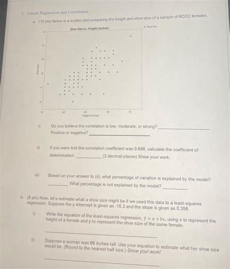 Solved 5 Linear Regression And Correlation A 12 Pts Chegg Com