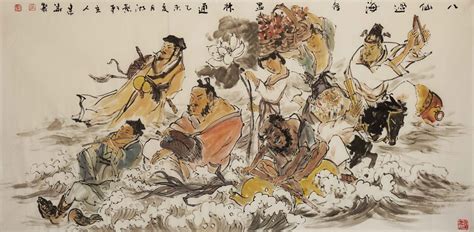 名家国画八仙过海 八仙高清白描 伤感说说吧