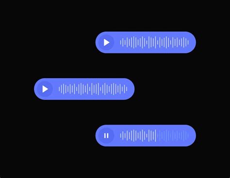 음성 대화 작성을 위한 소셜 미디어 Sms 템플릿 거품용 음파가 있는 음성 메시지 아이콘 설정 어두운 인터페이스 디자인 벡터 일러스트 레이 션 프리미엄 벡터
