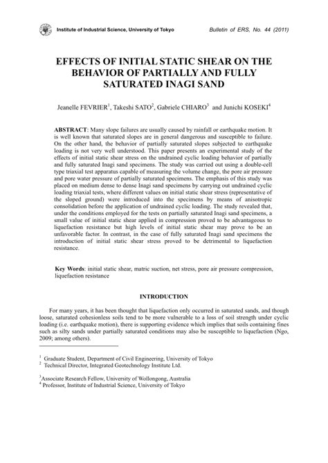 Pdf Effects Of Initial Static Shear On The Behavior Of Partially And