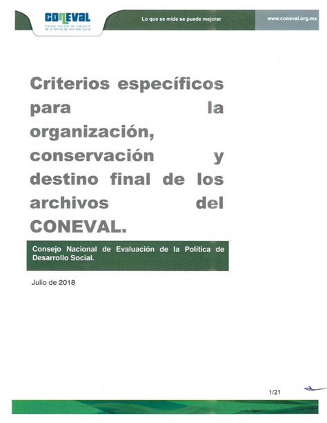 Pdf Criterios Específicos Para La Organización Conservación Y