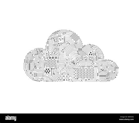 Cloud Computing Technology With Circuit Pattern Vector Illustration