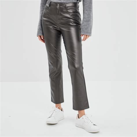 Pantalon Simili Cuir Métallisé Liberto Gris Argent Femme La Halle