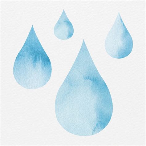 Wassertropfen Blau Aquarell Design Element Set Kostenlose Foto