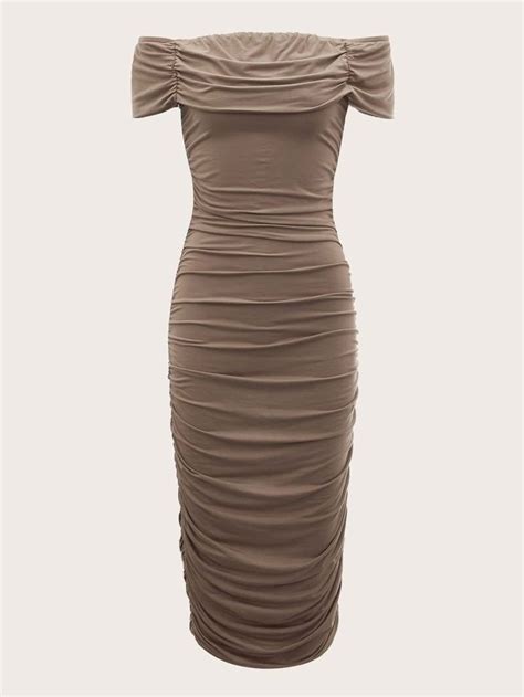 Off Shoulder Ruched Bodycon Dress