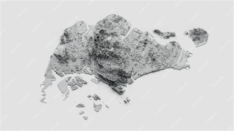 シンガポール地図フラグ影付きレリーフ色白地に高さマップ背景3dイラスト プレミアム写真