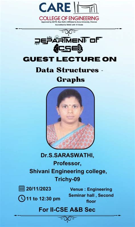 guest lecture on data structures graphs care college of engineering