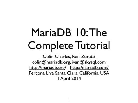 Mariadb 10 The Complete Tutorial Pdf