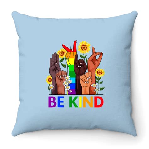 Lgbt Pride Be Kind Sign Language Lgbt Blm Sunflower Kindness Diversity Throw Pillows Sold By
