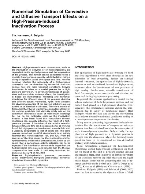 Pdf Numerical Simulation Of Convective And Diffusive Transport