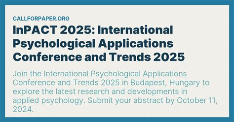 InPACT 2025 : International Psychological Applications Conference and Trends 2025