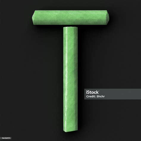 녹색 보도 또는 흑 초 조립 대문자 T 거친 칠판 3d에 글꼴 이미지 렌더링 분필에 대한 스톡 사진 및 기타 이미지 분필 알파벳 T 0명 Istock