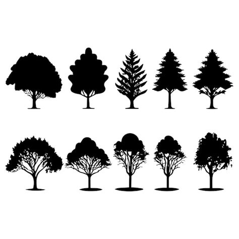 Premium Vector Minimalist Vector Tree Silhouette Set