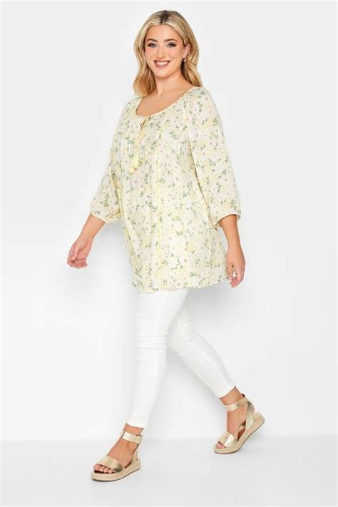 Yours Curve Plus Size Yellow Floral Gypsy Top Yours Clothing
