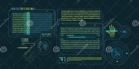 Hud Interface Design For Decoding Satellite Data Stock Illustration Illustration Of Elements