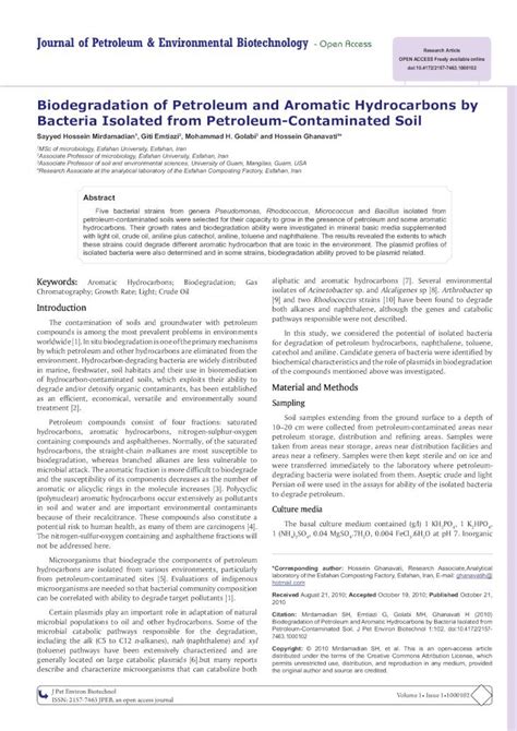 Pdf Biodegradation Of Petroleum And Aromatic Hydrocarbons By