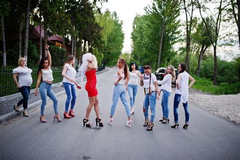 Girls Having Fun While Posing Outside In The Park On The Bachelorette