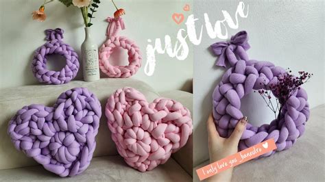 자이언트얀 핑거니팅 하트 쿠션 만들기 Giant Yarn Hand Crochet Knitting 💜💟 Youtube