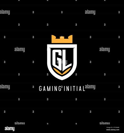 Initial Gl Logo With Shield Esport Gaming Logo Monogram Style Vector