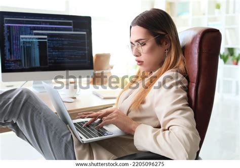 Transgender Programmer Working Office Stock Photo 2205096275 Shutterstock