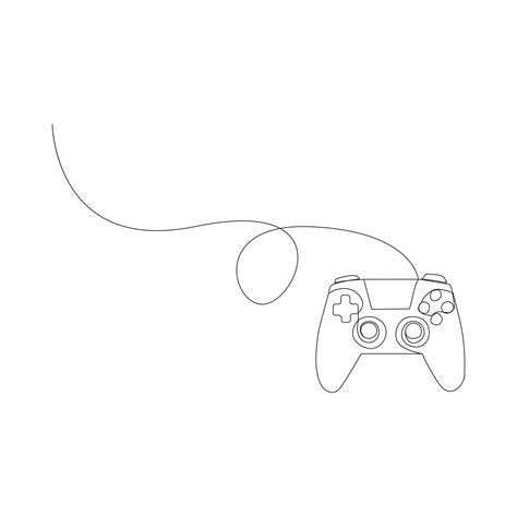 Game Controller Single Continuous Line Drawing Video Games Playstation