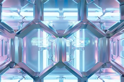 Abstract Futuristic Hexagonal Pattern With Glowing Lights Premium Ai Generated Image