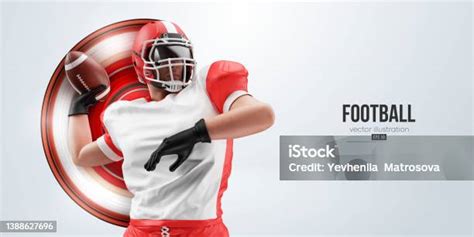 액션 고립 된 흰색 배경에서 Nfl 미식 축구 선수 남자의 현실적인 실루엣 벡터 일러스트레이션 쿼터백에 대한 스톡 벡터 아트 및