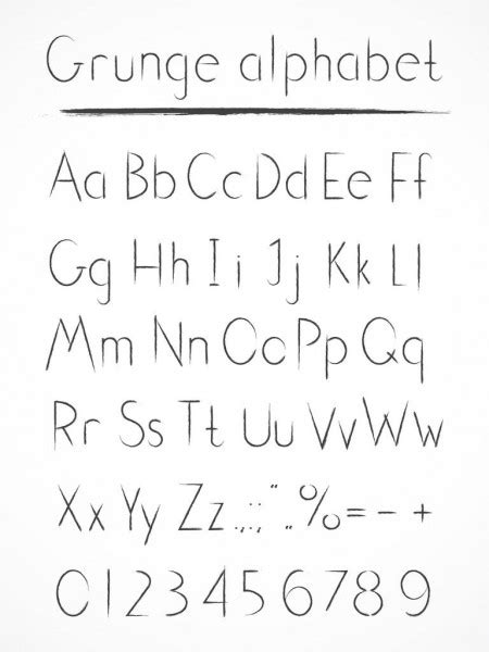 Simple Monochrome Hand Drawn Font Complete Abc Alphabet Set Vector