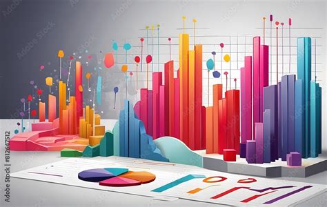 Stock Market Charts And Financial Data Presentation With 3d Render Data Visualization Business