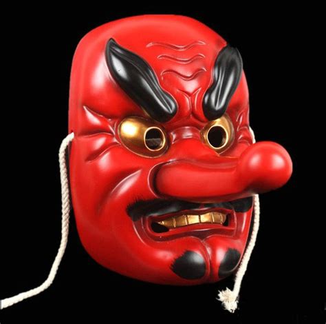 红色金色天狗面具武士般若面罩万圣节百鬼夜行脸谱狂欢节舞会派对 阿里巴巴