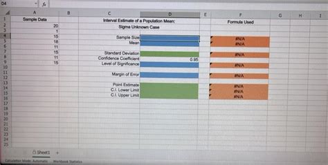 Solved Excel Online Structured Activity Interval Estimation