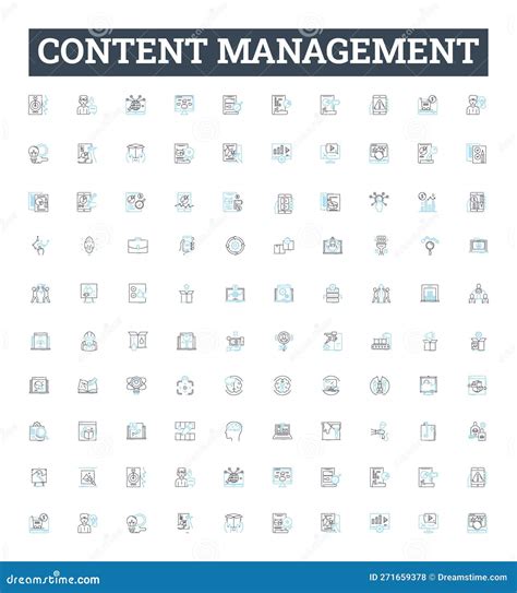 Content Management Vector Line Icons Set Content Management System CMS Digital Create