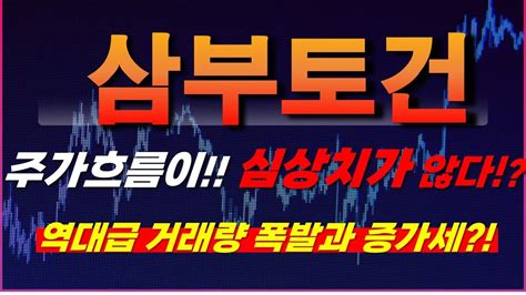 삼부토건 주가전망 주가흐름이 심상치가 않다 역대급 거래량 폭발과 증가세 Youtube
