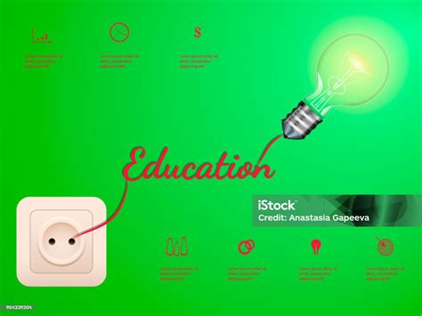 전기 전구 그리고 보라색 바탕에 스위치입니다 교육 개념입니다 벡터 Infographic 일러스트 레이 션 개념에 대한 스톡 벡터 아트 및 기타 이미지 Istock