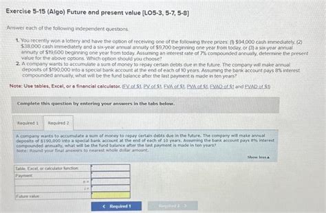 Solved Exercise Algo Future And Present Value LO Chegg