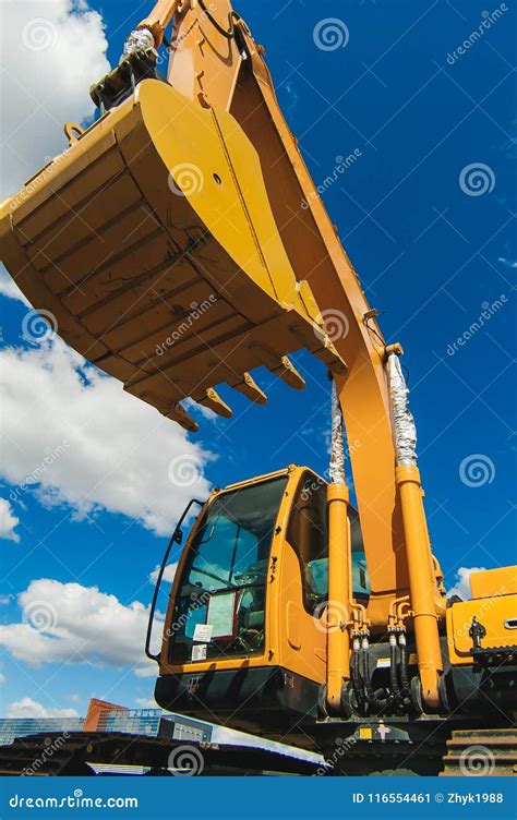 Excavator Loader Machine Side View Of Front Hoe Loader Industrial Vehicle Heavy Equipment