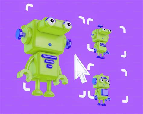 A Green Robot And A Red Robot Standing Next To Each Other Photo