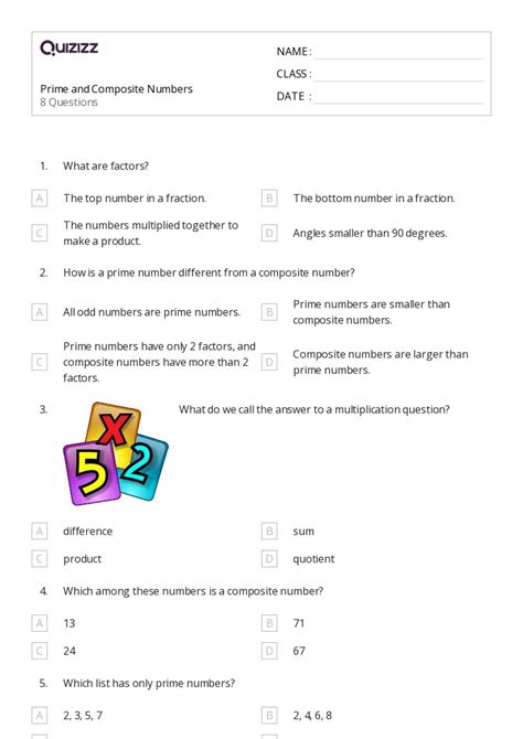 50 Prime And Composite Numbers Worksheets For 4th Grade On Quizizz