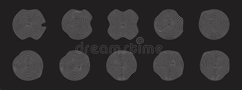 White Wavy Concentric Circles On Black Background Pulse Sound Or Ripple Icons Cyberpunk