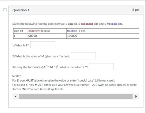 Solved Question Pts Given The Following Floating Point Chegg