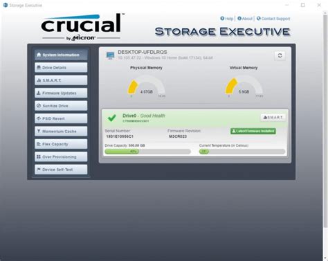 Crucial Storage Executive скачать на Windows бесплатно
